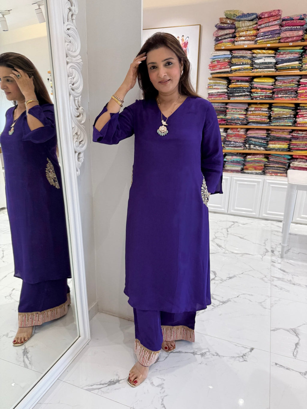 Purple Luxury Slash Pocket Coord Set – Preetibora