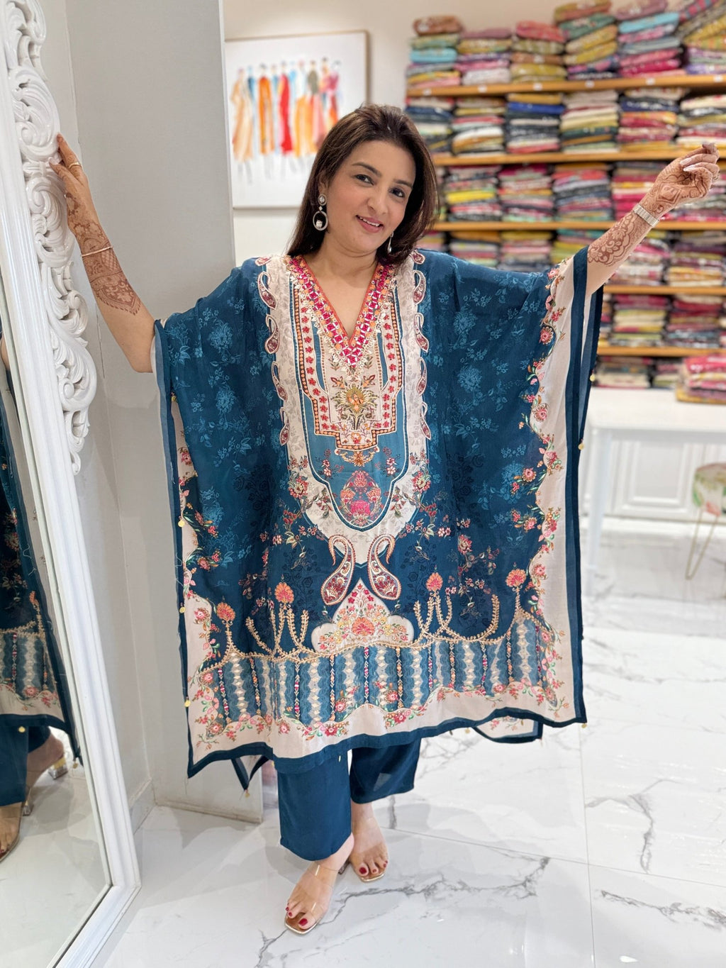 Regal Blue Kaftan Set – Preetibora