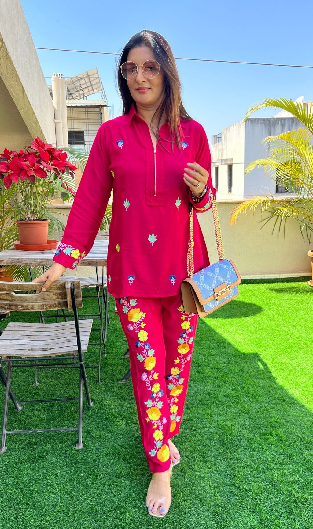 Floral Hot Pink Zipper – Preetibora