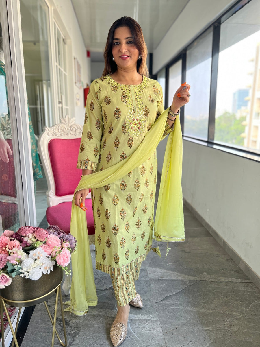 Leather and Mirror Work Suit Set – Preetibora