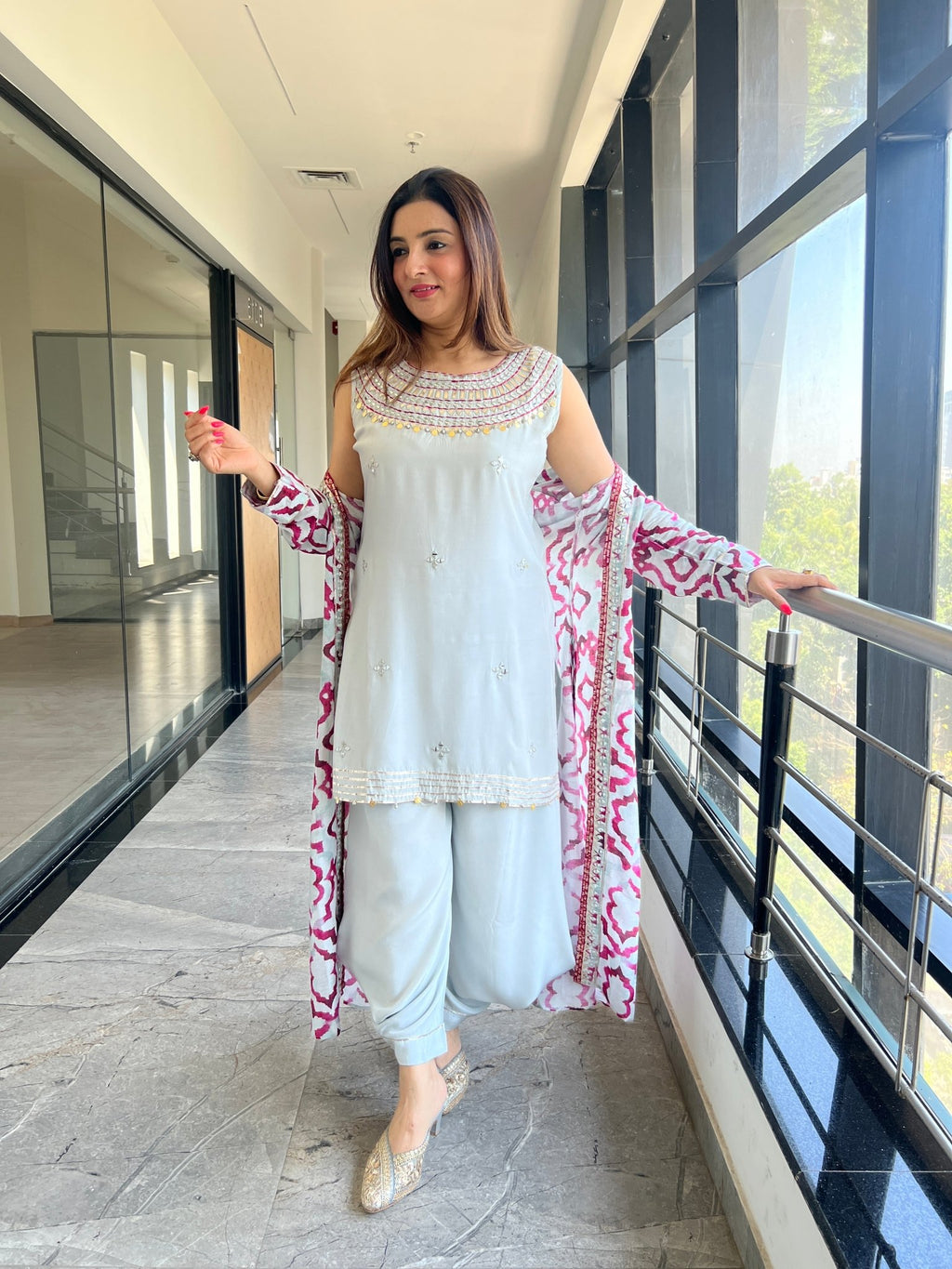 Fusion Jacket Set with Leather Work – Preetibora