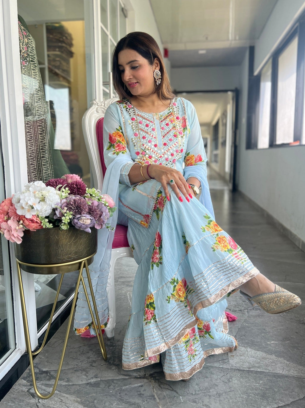 Mirror and Fusion Digital Print Sharara – Preetibora