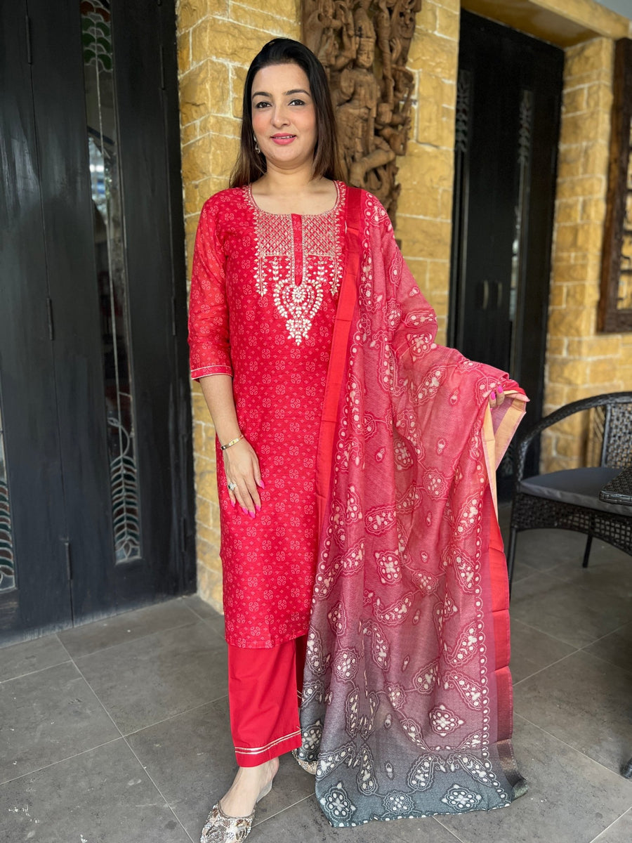 Navy Blue Chanderi Set – Preetibora