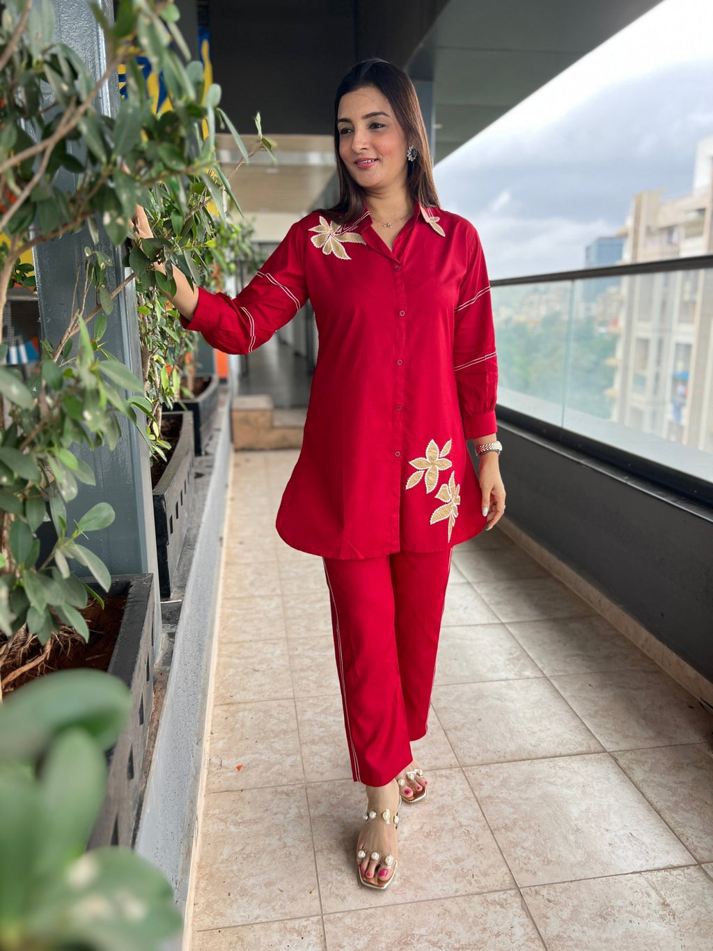 Ochre Bloom Cut Work Coord Set – Preetibora