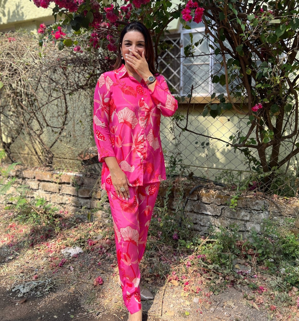 Hot Pink Crepe Silk Coord – Preetibora